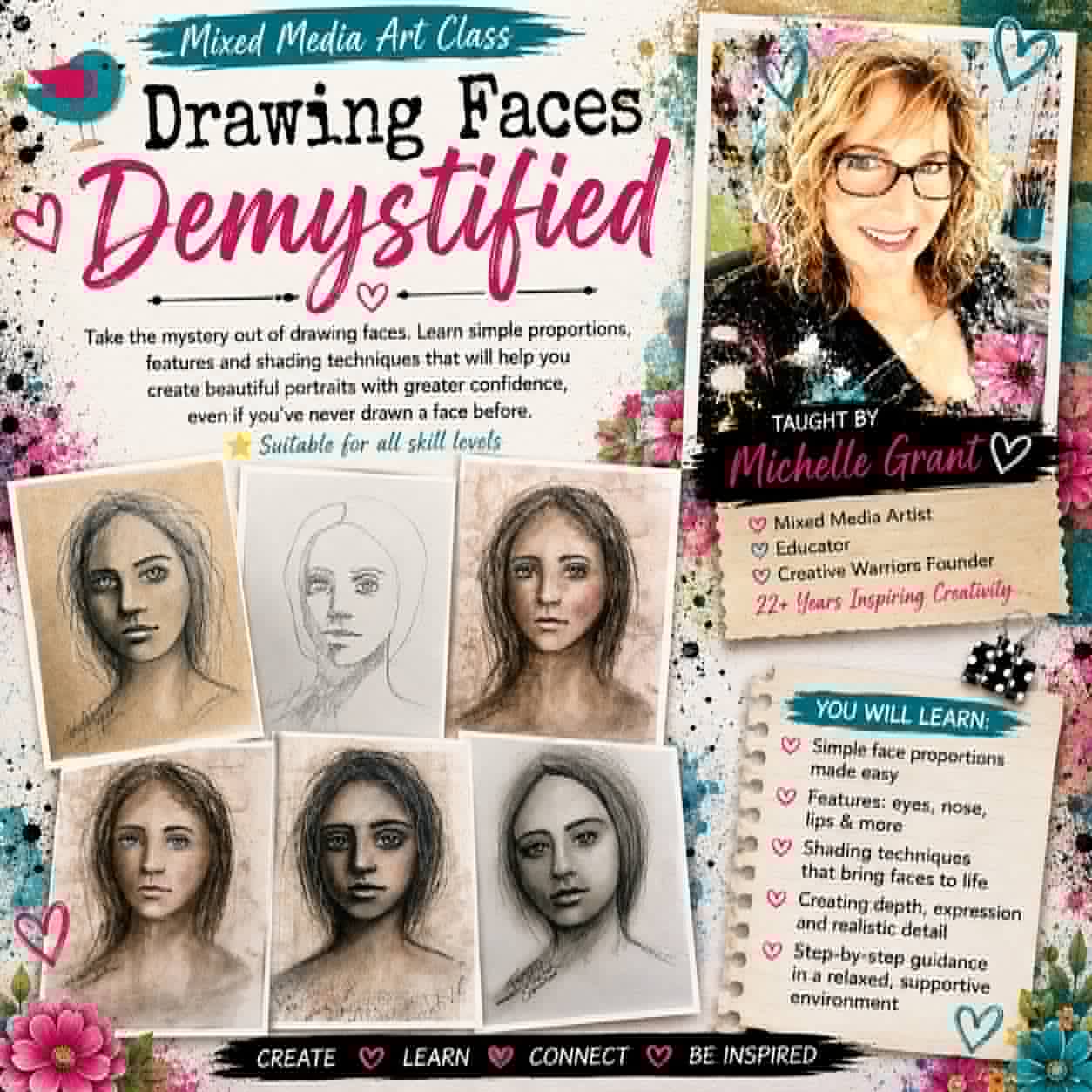 Drawing Faces Demystified — Face-to-Face Class with Michelle Grant